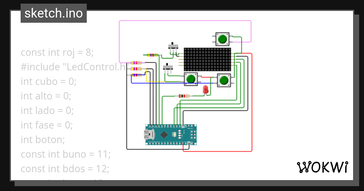 8x8 casi - Wokwi ESP32, STM32, Arduino Simulator
