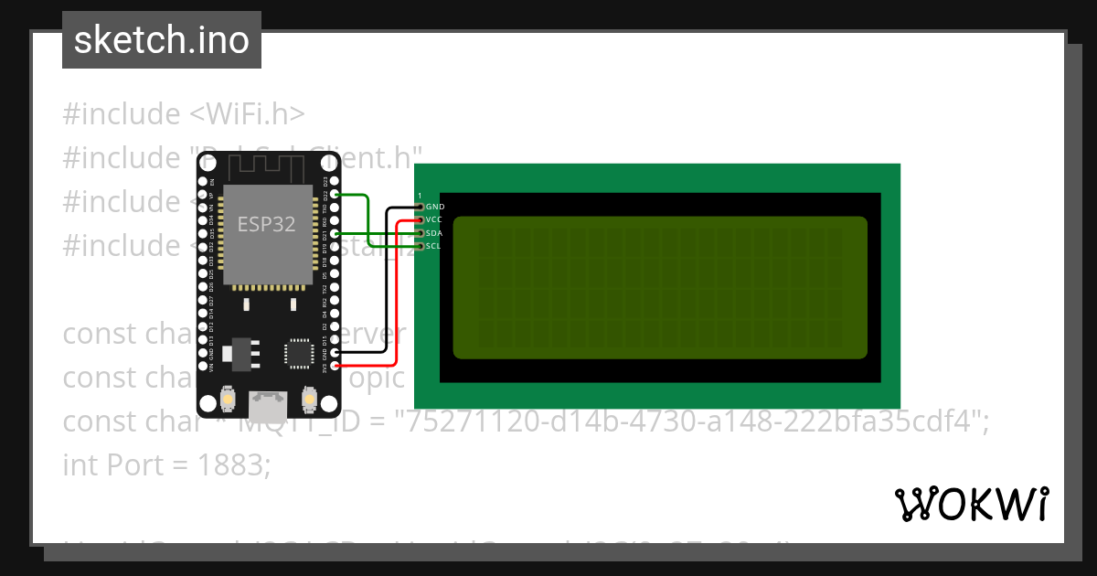 LCD hienthi text - Wokwi ESP32, STM32, Arduino Simulator