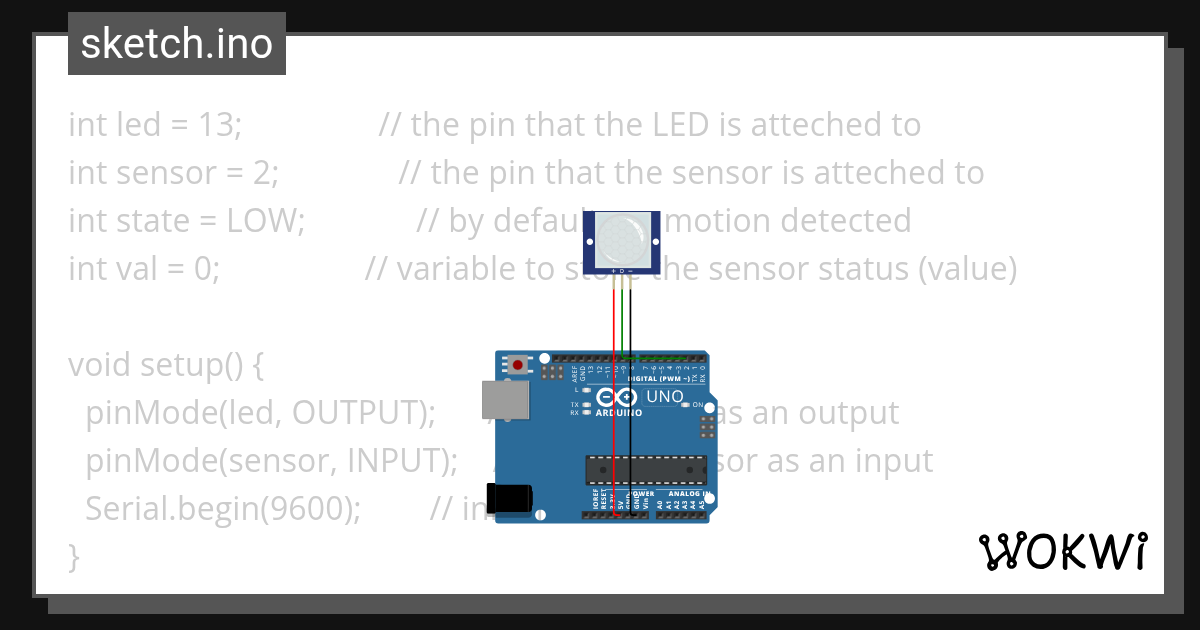 PIR Motion Sensor - Wokwi ESP32, STM32, Arduino Simulator