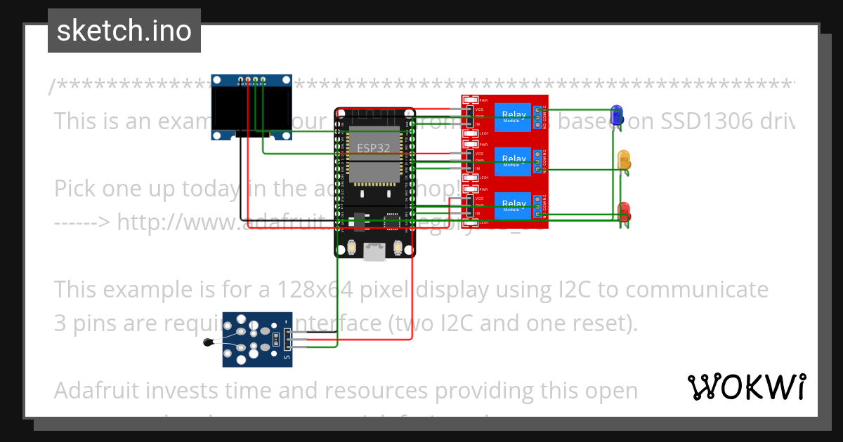 oled & relay - Wokwi ESP32, STM32, Arduino Simulator