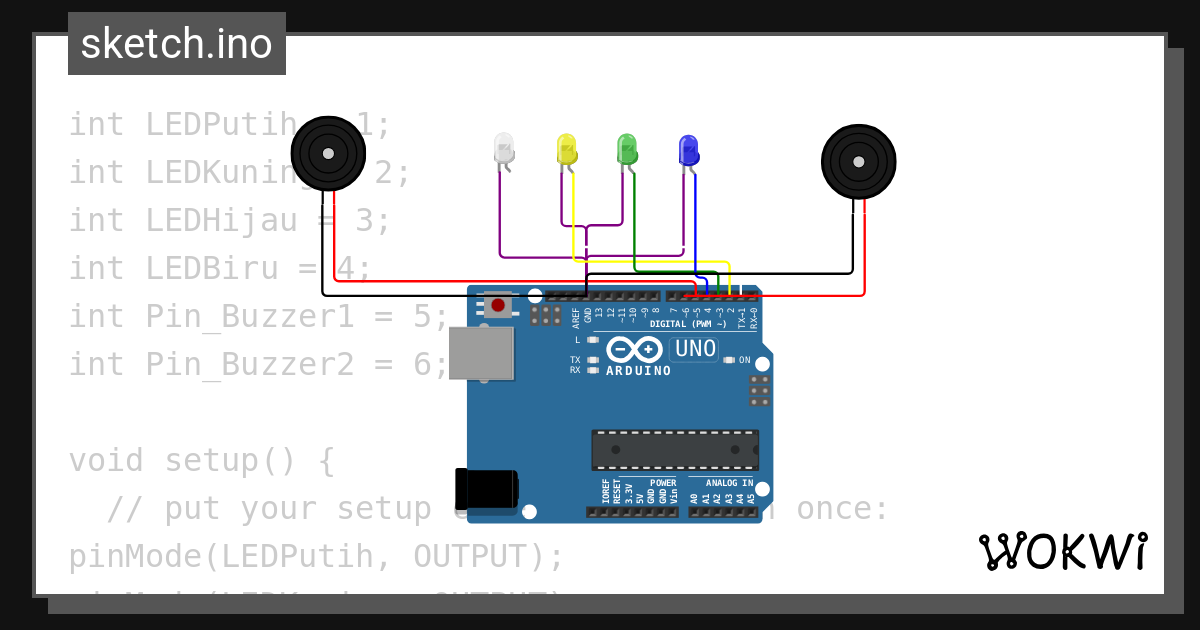 Astri Rahayuarduinouno2buzzzer4led Wokwi Esp32 Stm32 Arduino Simulator 