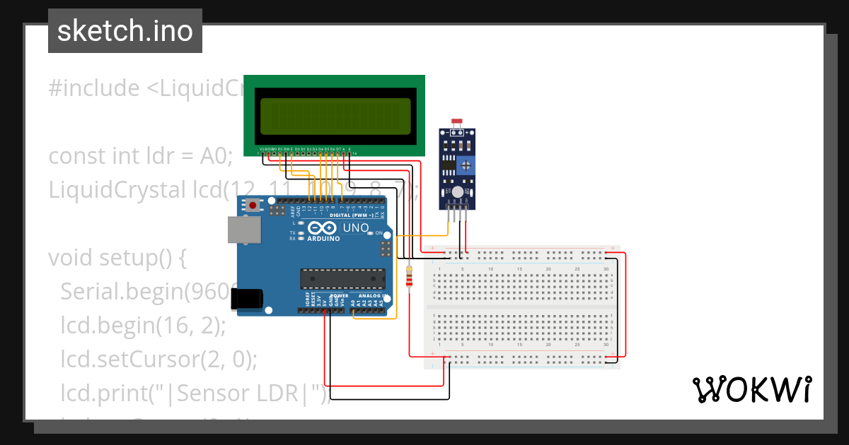 LDR com display LCD (Checkpoint)) - Wokwi ESP32, STM32, Arduino Simulator LDR com display LCD (Checkpoint)) - Wokwi ESP32, STM32, Arduino Simulator