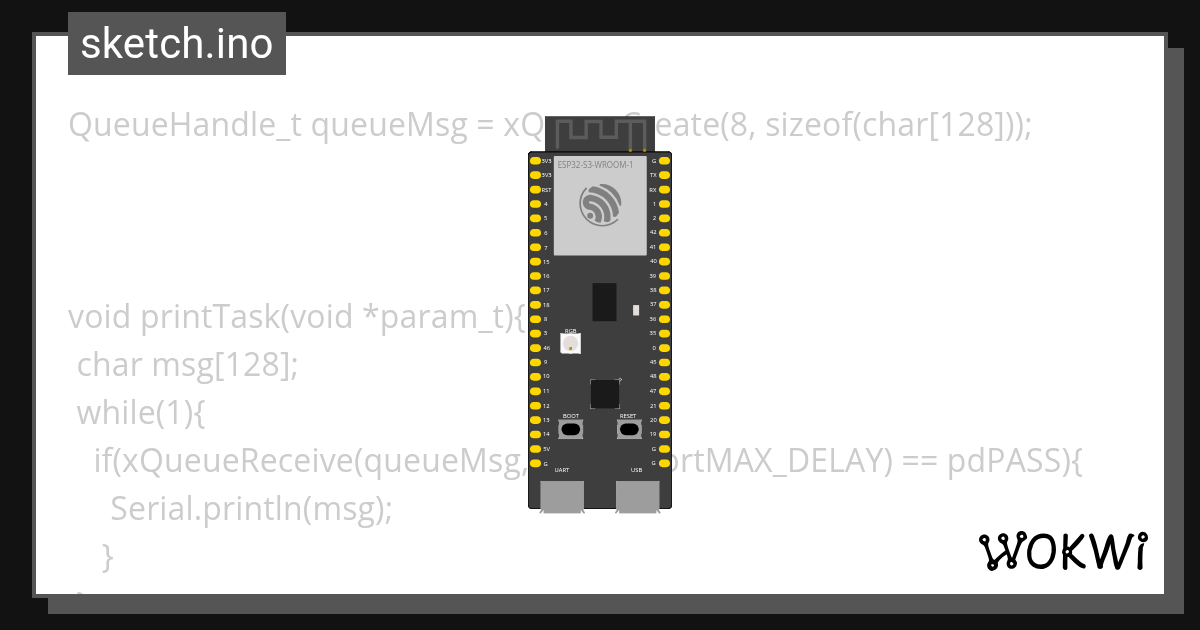 消息队列封装Serial.println Copy - Wokwi ESP32, STM32, Arduino Simulator
