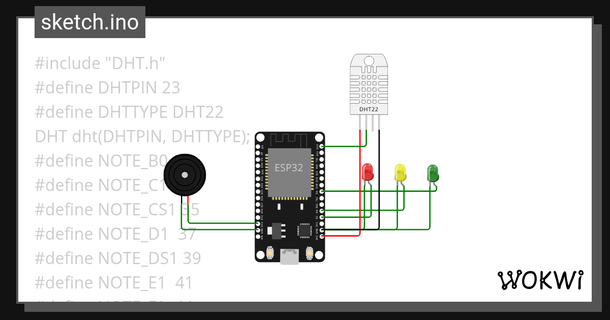mendeteksi level suhu - Wokwi ESP32, STM32, Arduino Simulator