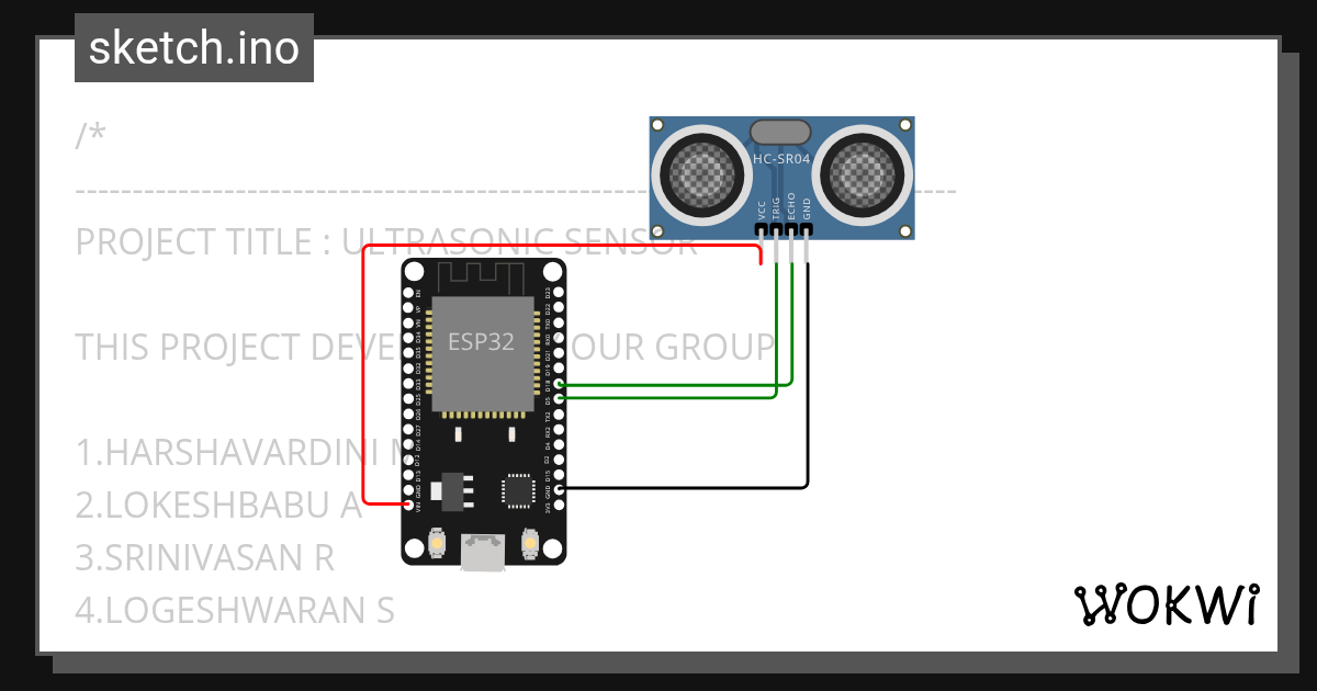 Ultrasonic sensor - Wokwi ESP32, STM32, Arduino Simulator