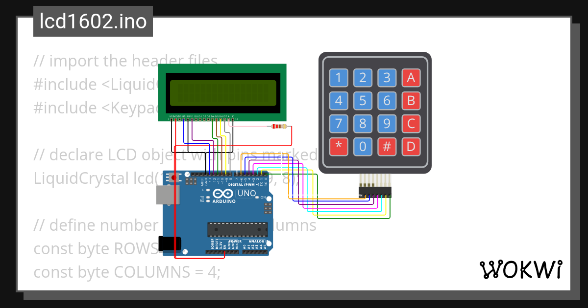 LCD with Keypad - Wokwi ESP32, STM32, Arduino Simulator