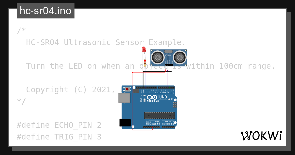 Ultrasonic Sensor Detector Wokwi Esp32 Stm32 Arduino Simulator 