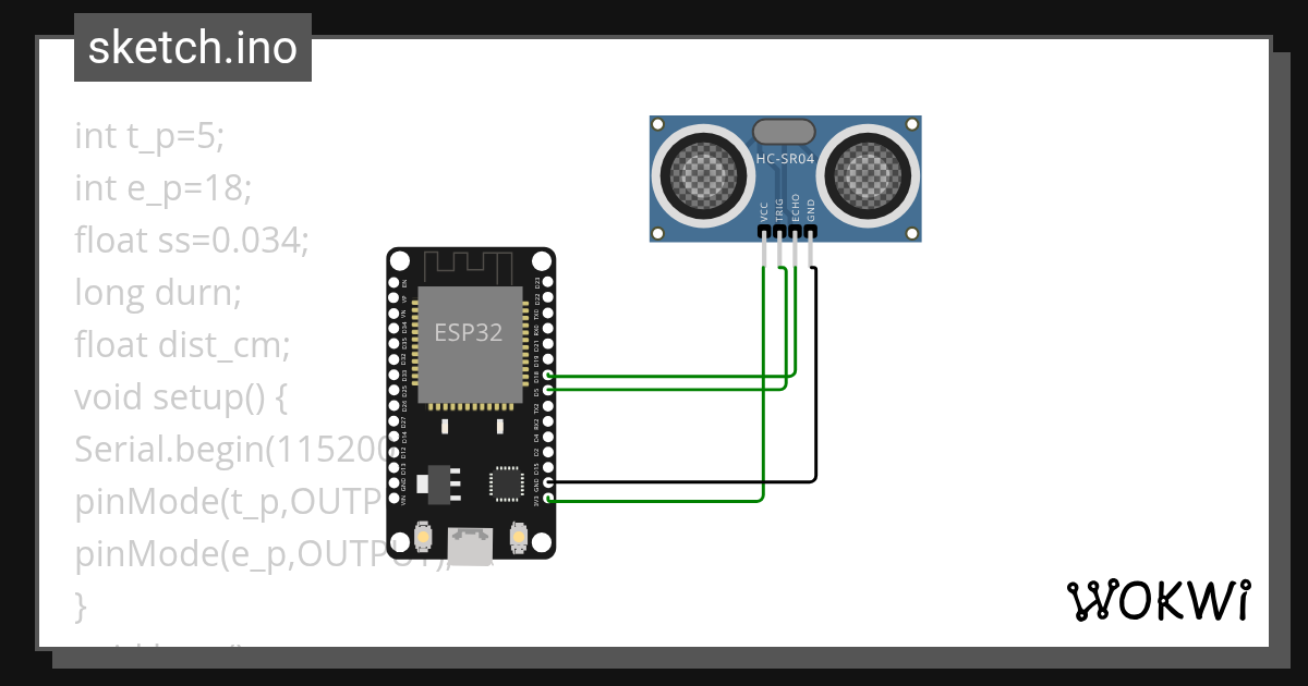 Ultrasonic sensor-assignment3 - Wokwi ESP32, STM32, Arduino Simulator