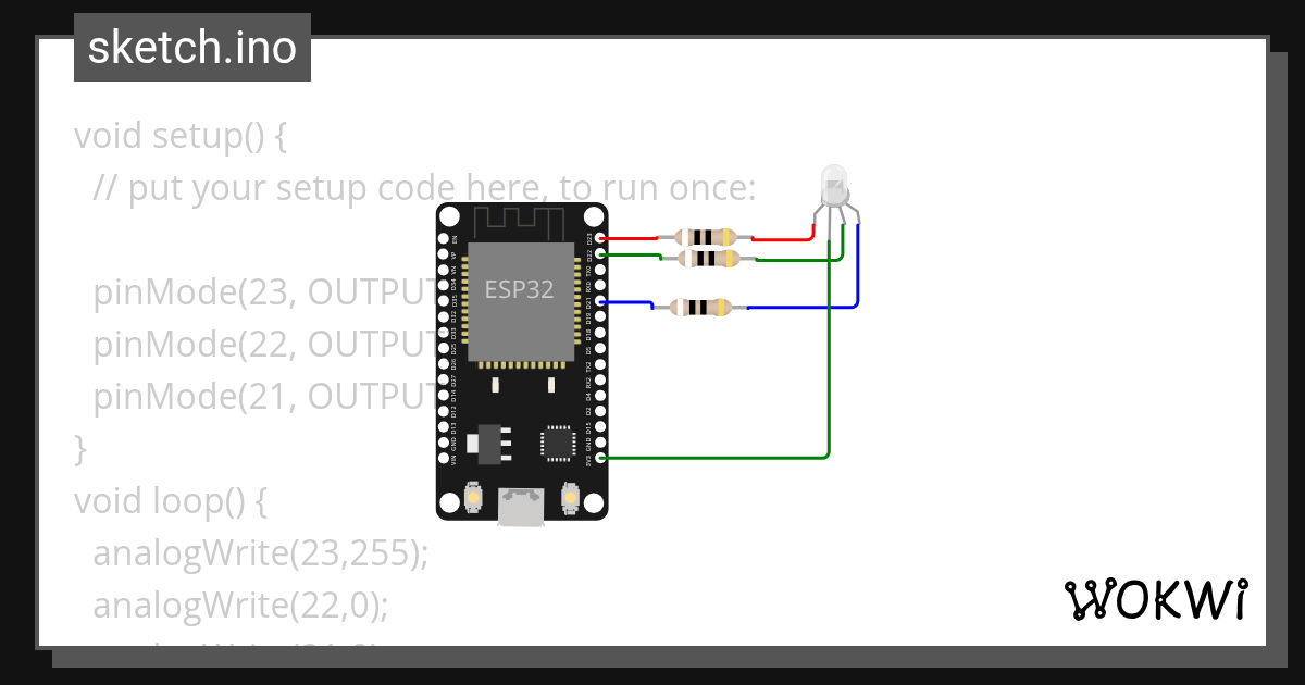 RGB LED - Wokwi ESP32, STM32, Arduino Simulator