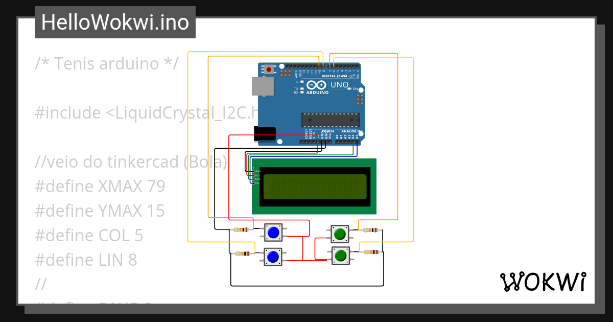 Tenis Arduino 1.0 m - Wokwi ESP32, STM32, Arduino Simulator
