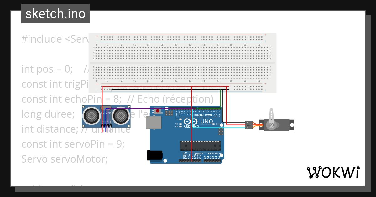 ultra + servo - Wokwi ESP32, STM32, Arduino Simulator