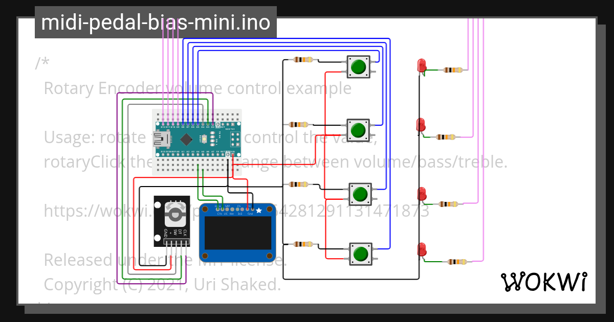 Midi Pedal - Bias Mini Copy - Wokwi ESP32, STM32, Arduino Simulator