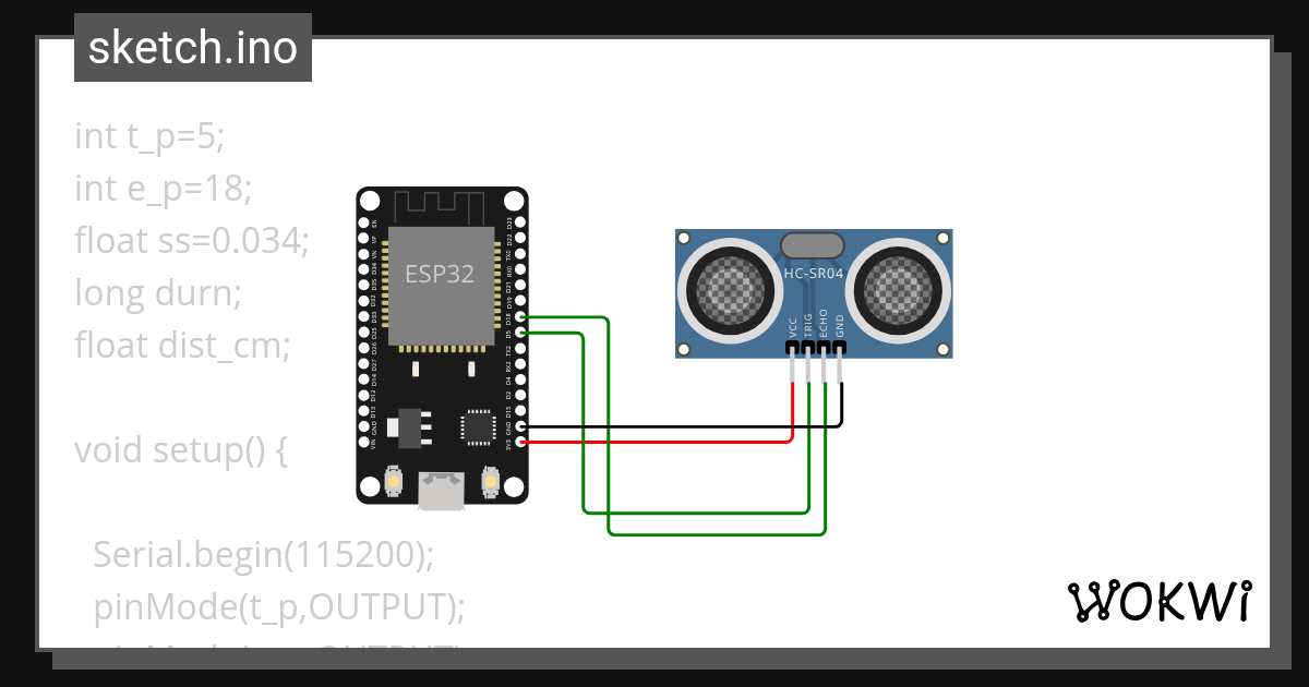 Ultrasonic Senso Wokwi Esp32 Stm32 Arduino Simulator