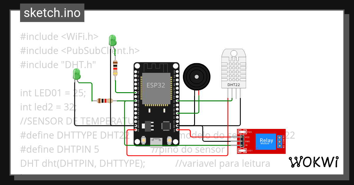 ESP 32 + PROTOCOLO MQTT - Wokwi ESP32, STM32, Arduino Simulator
