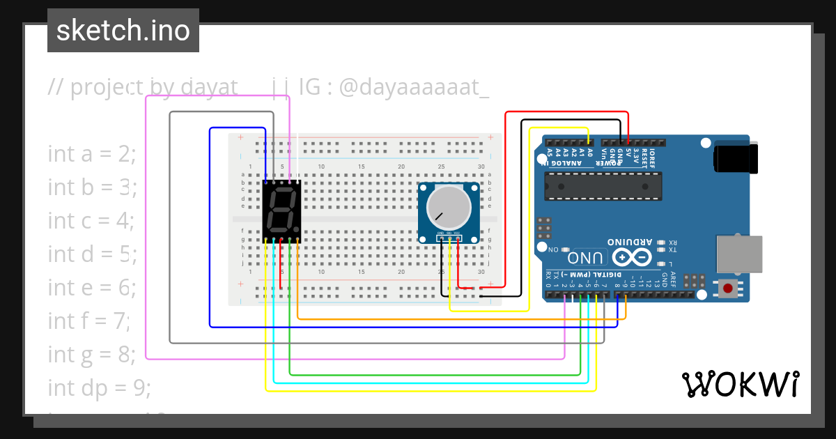Delay 7segment Dengan Potensiometer By Dayat Wokwi Esp32 Stm32 1837