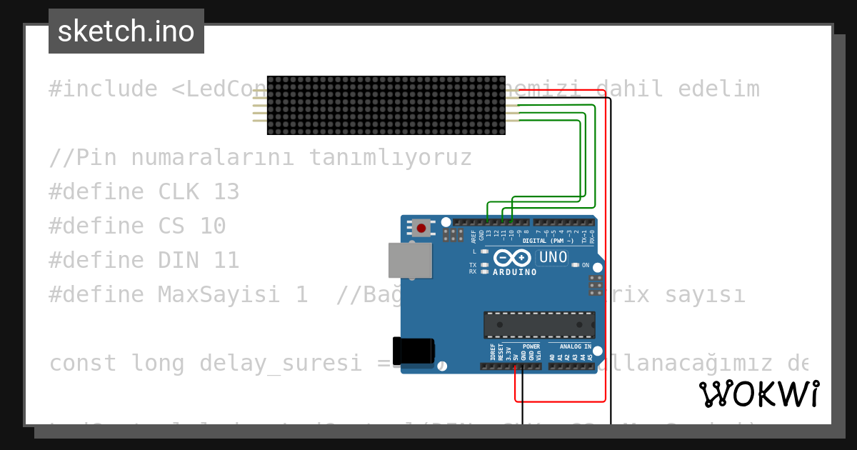 Dotmatrİx Yazdırma Wokwi Esp32 Stm32 Arduino Simulator 