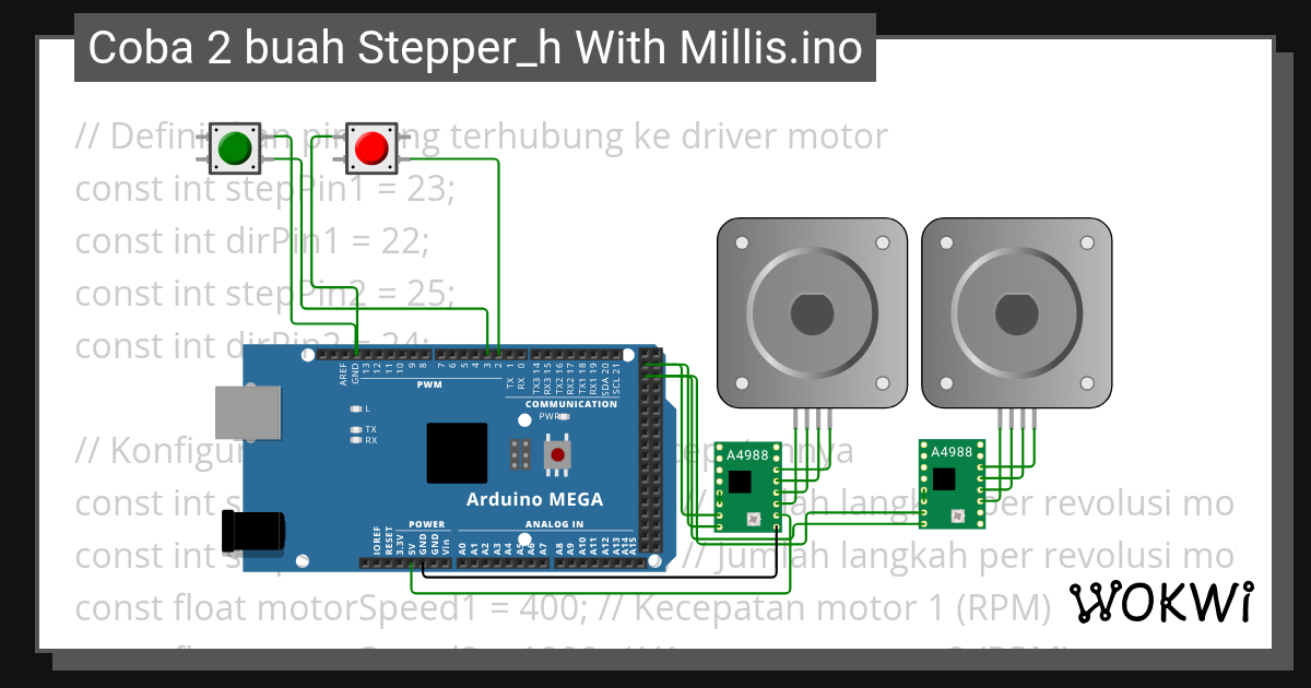 Coba variasi stepper 1 dan 2 - Wokwi ESP32, STM32, Arduino Simulator