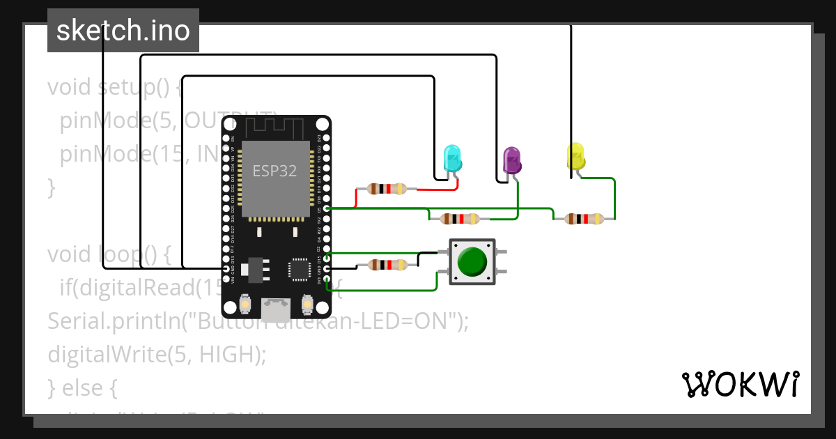Latihan 1 - Wokwi ESP32, STM32, Arduino Simulator