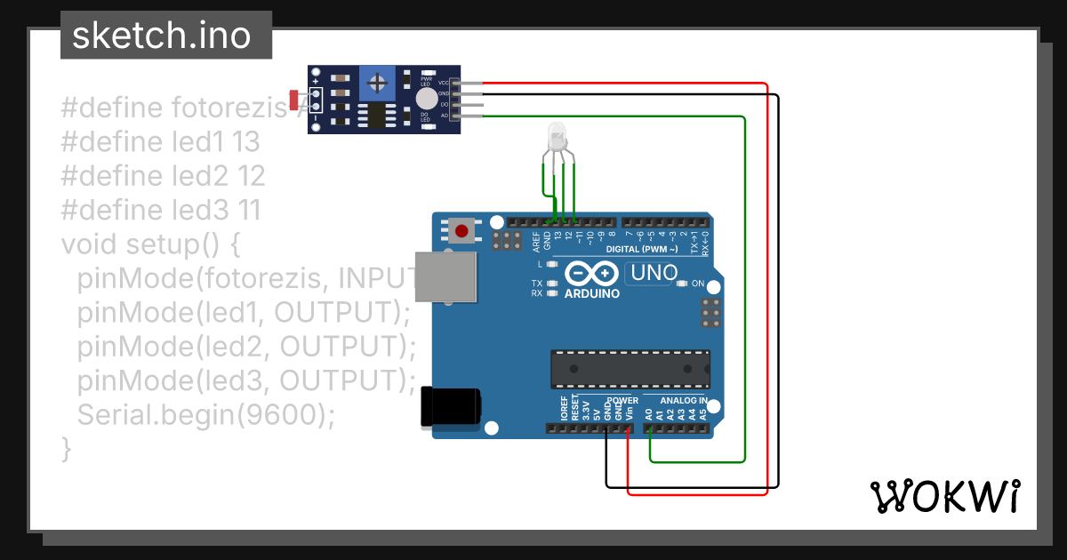 811 fotorezistor - Wokwi ESP32, STM32, Arduino Simulator