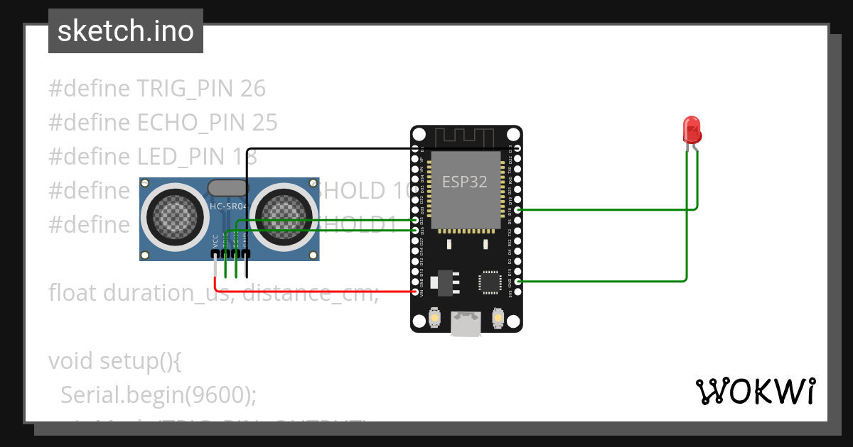 20137036espultrasonicsensor Wokwi Esp32 Stm32 Arduino Simulator