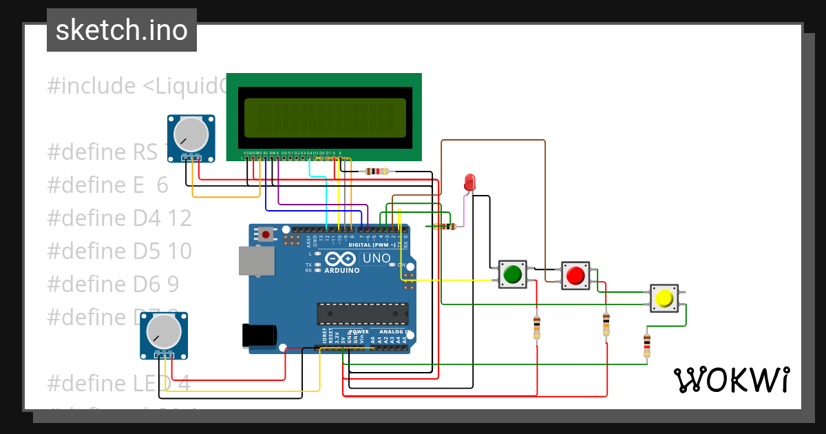 Arduino UNO with 16 x 2 LCD - Wokwi ESP32, STM32, Arduino Simulator