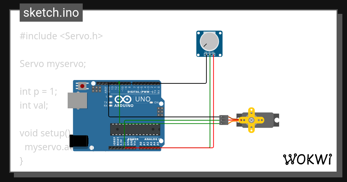 电位器控制伺服电机 Wokwi Esp32 Stm32 Arduino Simulator
