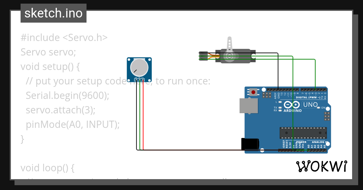 potentiometer with servo motor - Wokwi ESP32, STM32, Arduino Simulator potentiometer with servo motor - Wokwi ESP32, STM32, Arduino Simulator