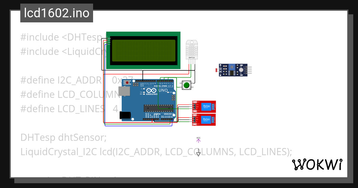 lcd1602.ino - Wokwi ESP32, STM32, Arduino Simulator