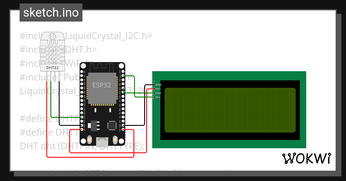 DHT22_LCD - Wokwi ESP32, STM32, Arduino Simulator