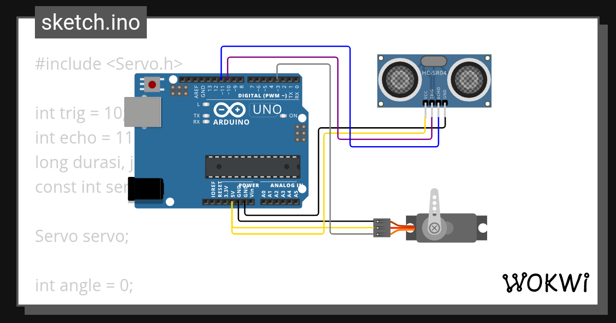 UltraSonic Servo - Wokwi ESP32, STM32, Arduino Simulator
