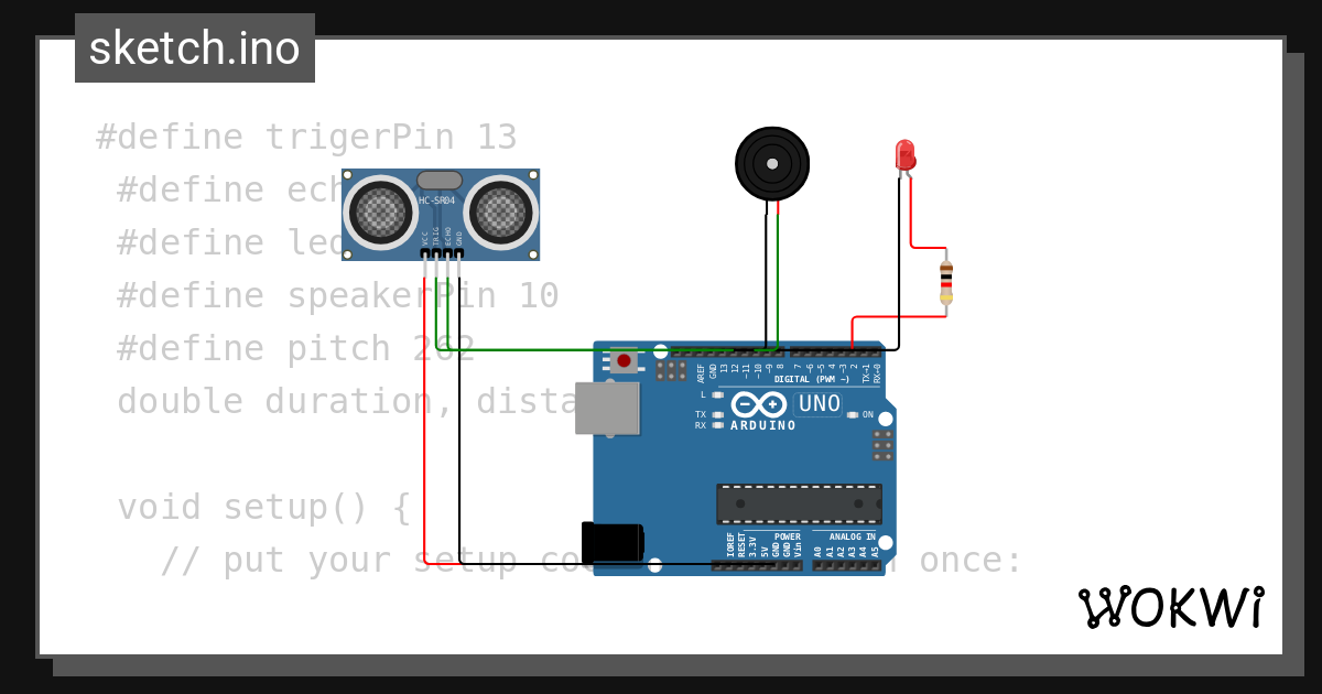 Burglar Alarm Using Ultrasonic Sensors Lab 2 17052023 Wokwi Esp32 Stm32 Arduino Simulator