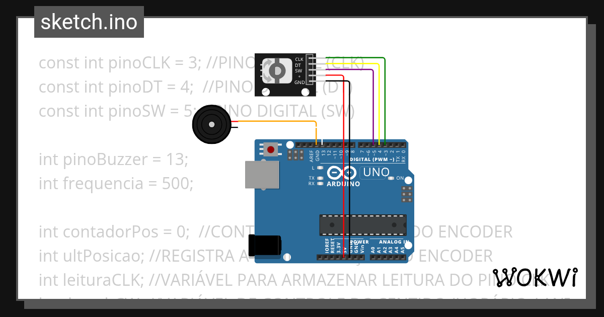 Projeto 10 Buzzer e Encoder - 20/05/23 - Wokwi ESP32, STM32, Arduino Simulator