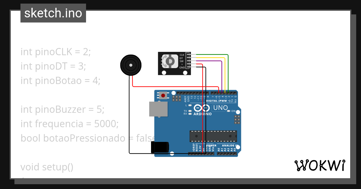 Encoder Rotativo Buzzer Wokwi Esp32 Stm32 Arduino Simulator 