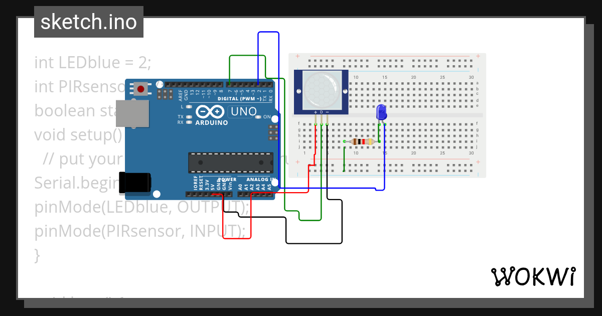 PIR SENSOR - Wokwi ESP32, STM32, Arduino Simulator