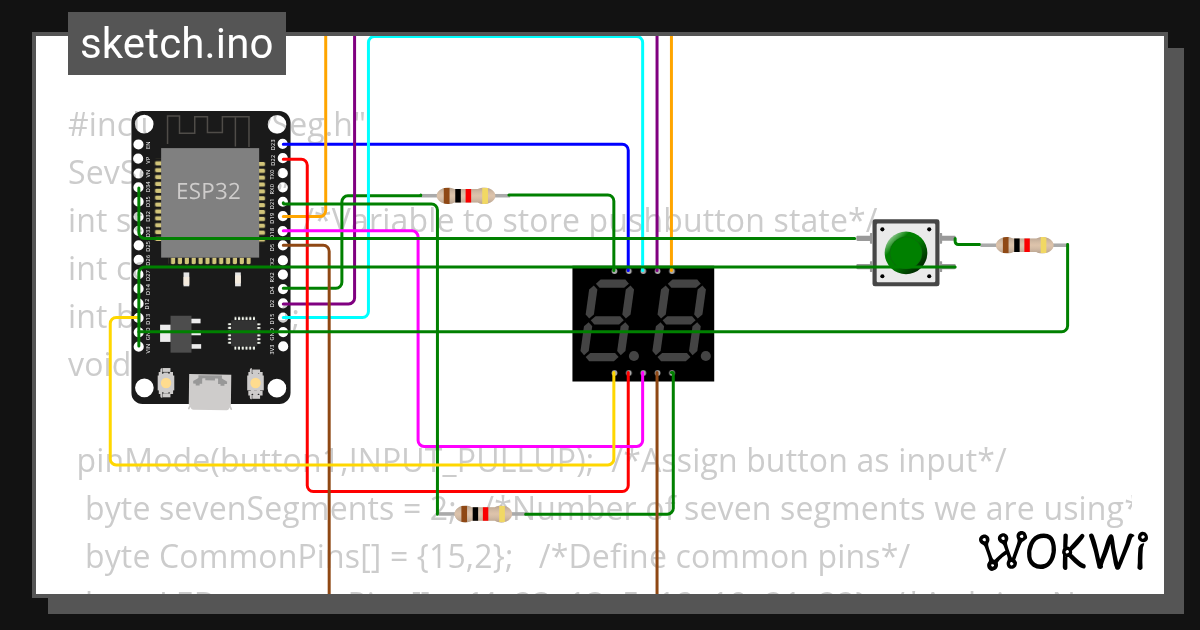 dublu_7segmente CU Push button - Wokwi ESP32, STM32, Arduino Simulator
