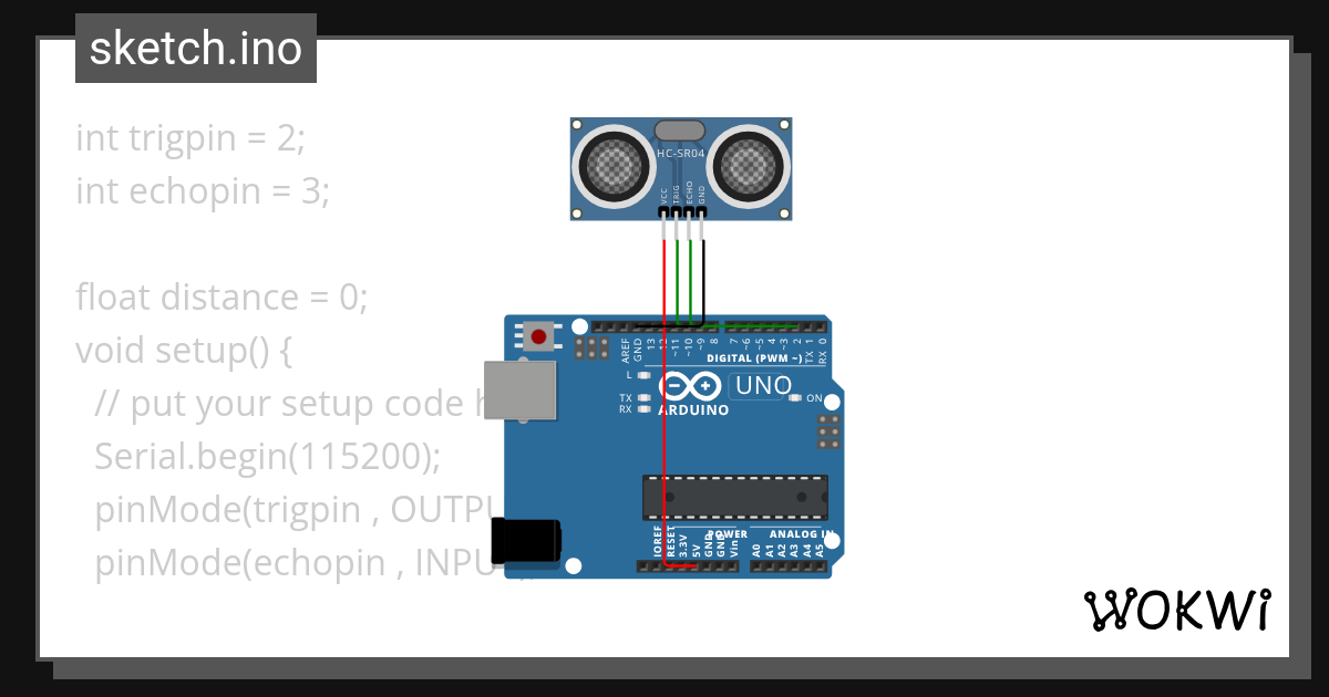 Sensor ultrasonik - Wokwi ESP32, STM32, Arduino Simulator
