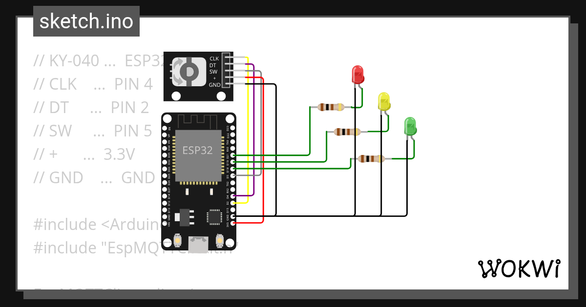 ENCODER - Wokwi ESP32, STM32, Arduino Simulator