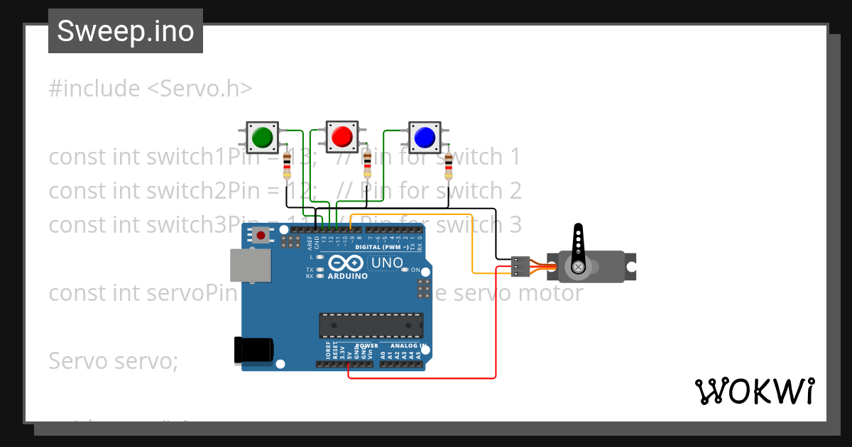 Sweep Servo Button Wokwi Esp32 Stm32 Arduino Simulator 