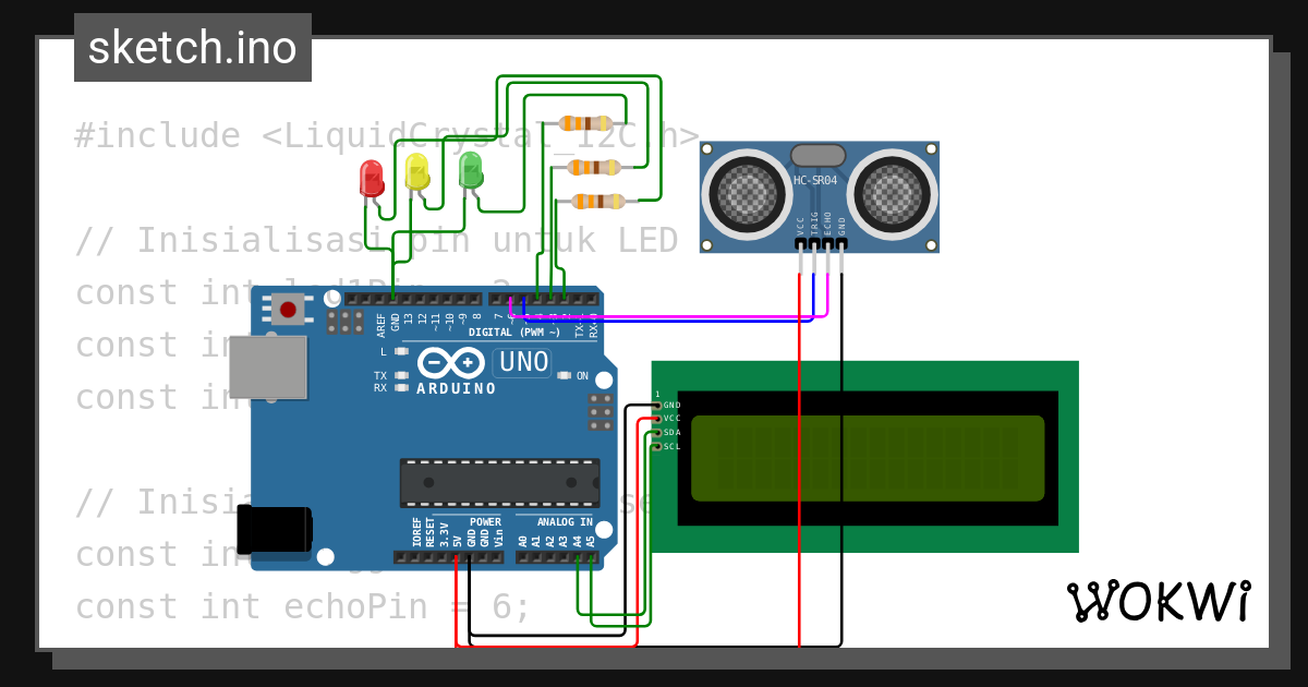 Project Sensor Jarak Tiple Led Led Wokwi Esp32 Stm32 Arduino Simulator 1544