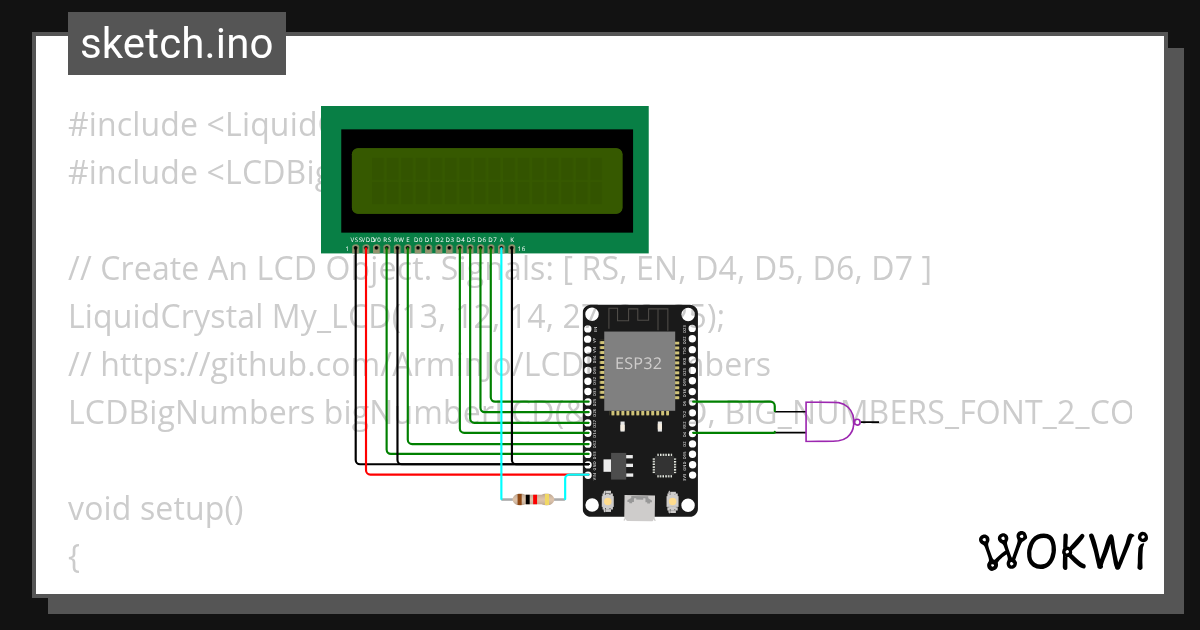ESP32 1602 - Wokwi ESP32, STM32, Arduino Simulator