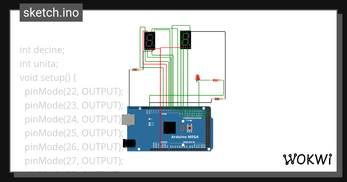 7 SEGMENTI VERSIONE ANDREA - Wokwi ESP32, STM32, Arduino Simulator