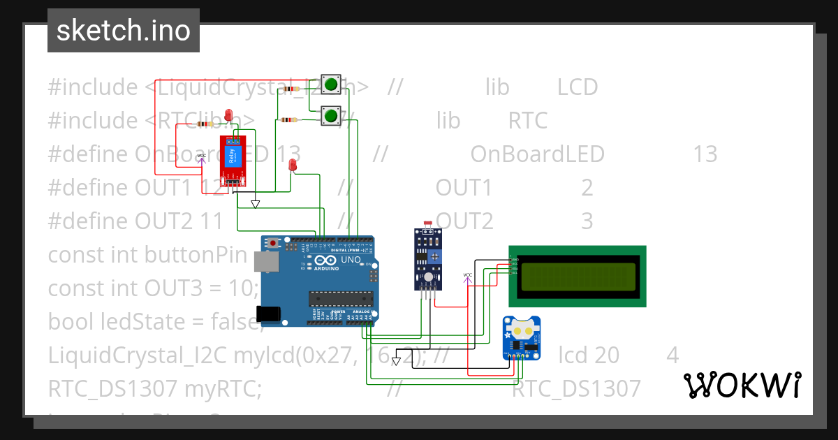 LCD+relay+RTC+photoresistor Copy - Wokwi ESP32, STM32, Arduino Simulator