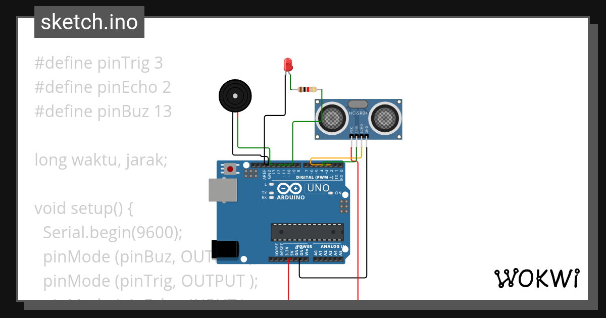ultrasonic buzzer zainul 2.0 - Wokwi ESP32, STM32, Arduino Simulator