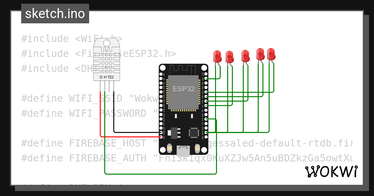 Kontrol Dht22 Dan 5 Lampu Wokwi Esp32 Stm32 Arduino Simulator 8629