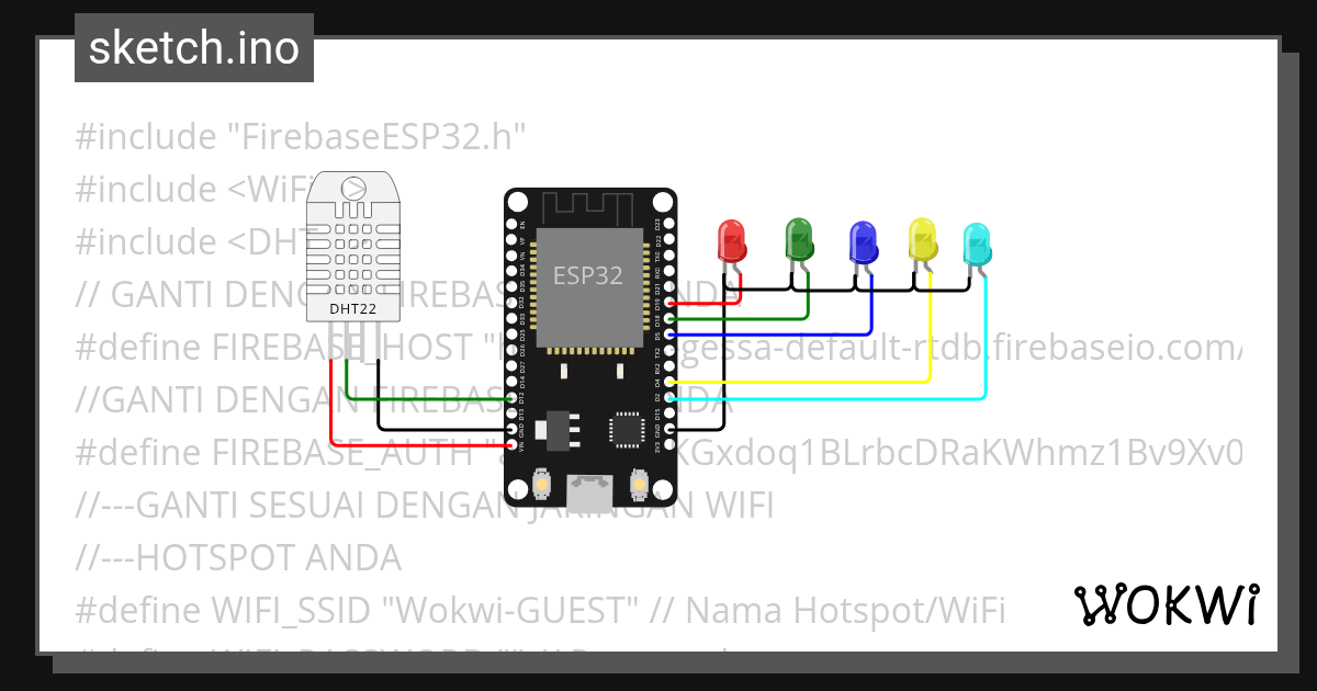 Gessa_monitoring suhu dan 5LED - Wokwi ESP32, STM32, Arduino Simulator
