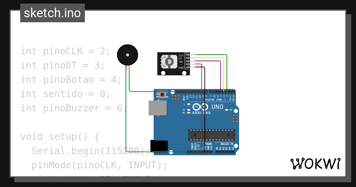 Coder Rotativo Com Buzzer Wokwi Esp32 Stm32 Arduino Simulator