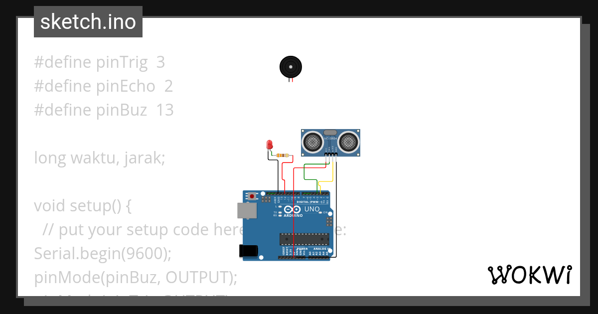 Ultrasonik Jarak Tambahan Led Wokwi Esp32 Stm32 Arduino Simulator