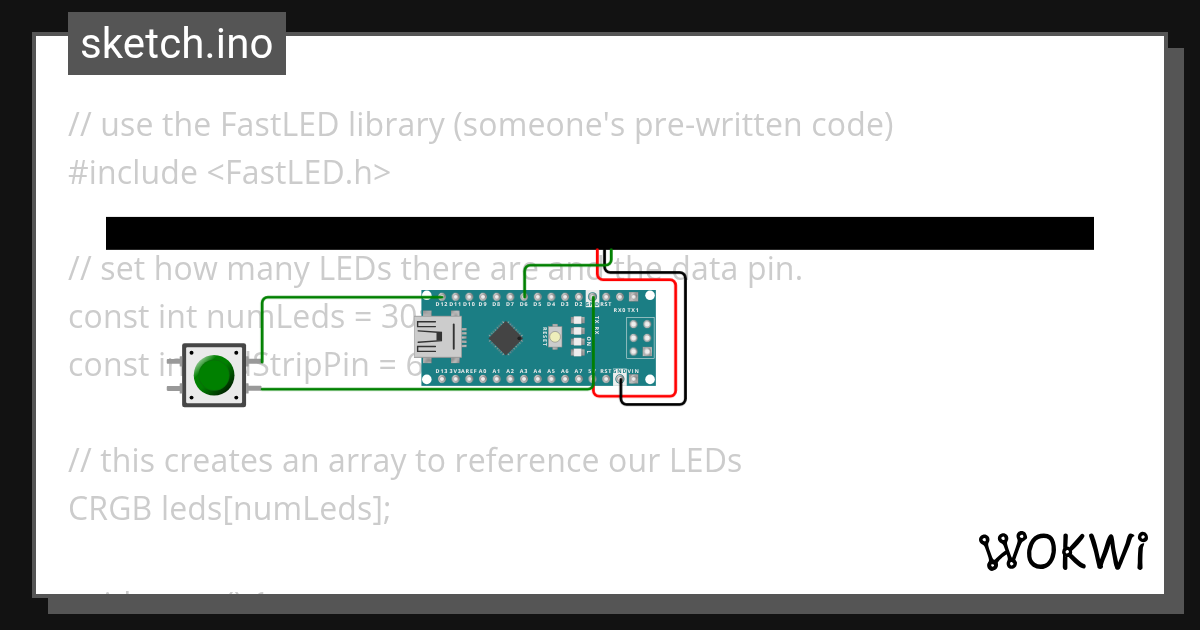 LED strip Copy Button - Wokwi ESP32, STM32, Arduino Simulator