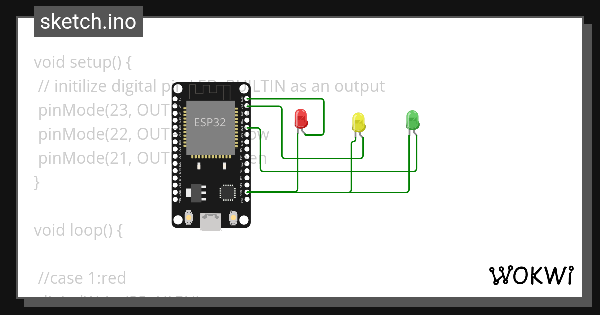 Traffic Light1 Wokwi Esp32 Stm32 Arduino Simulator