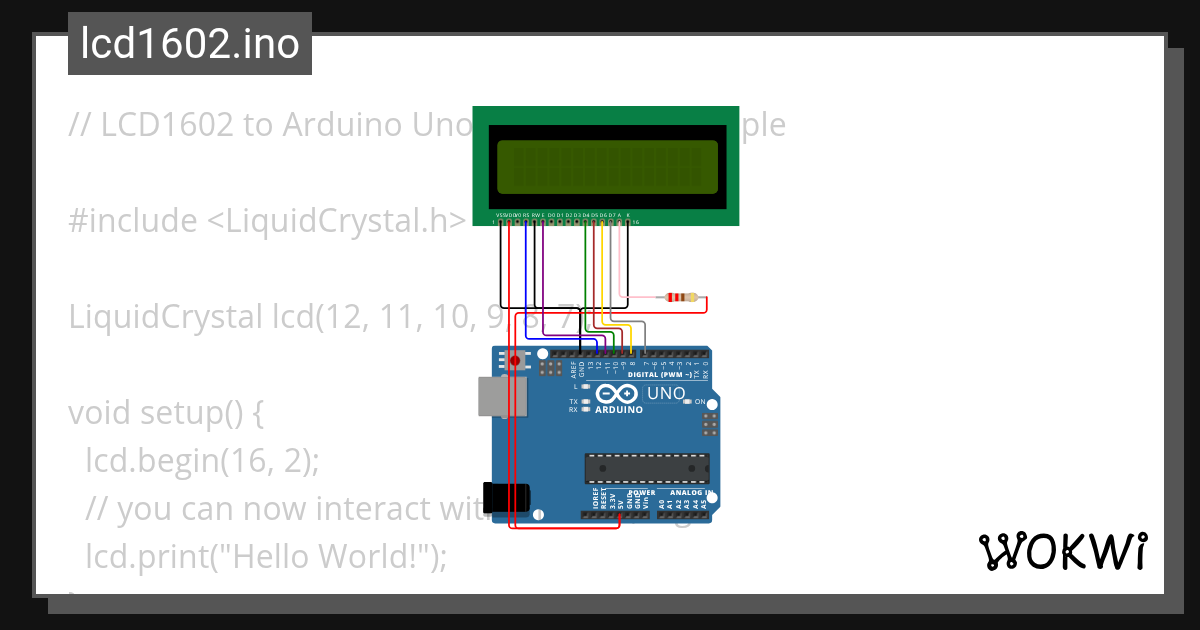 lcd1602.ino - Wokwi ESP32, STM32, Arduino Simulator